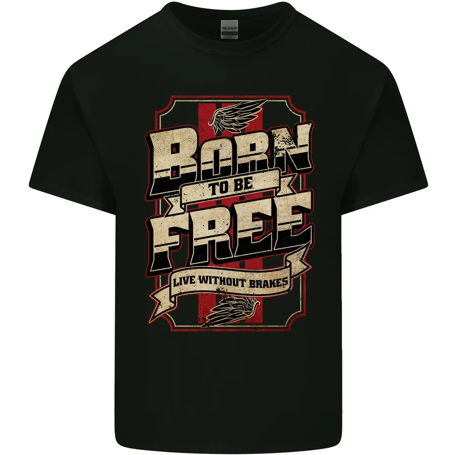 Born To Be Free Biker Motorbike Motorcycle Graphic Design Light Cotton ...