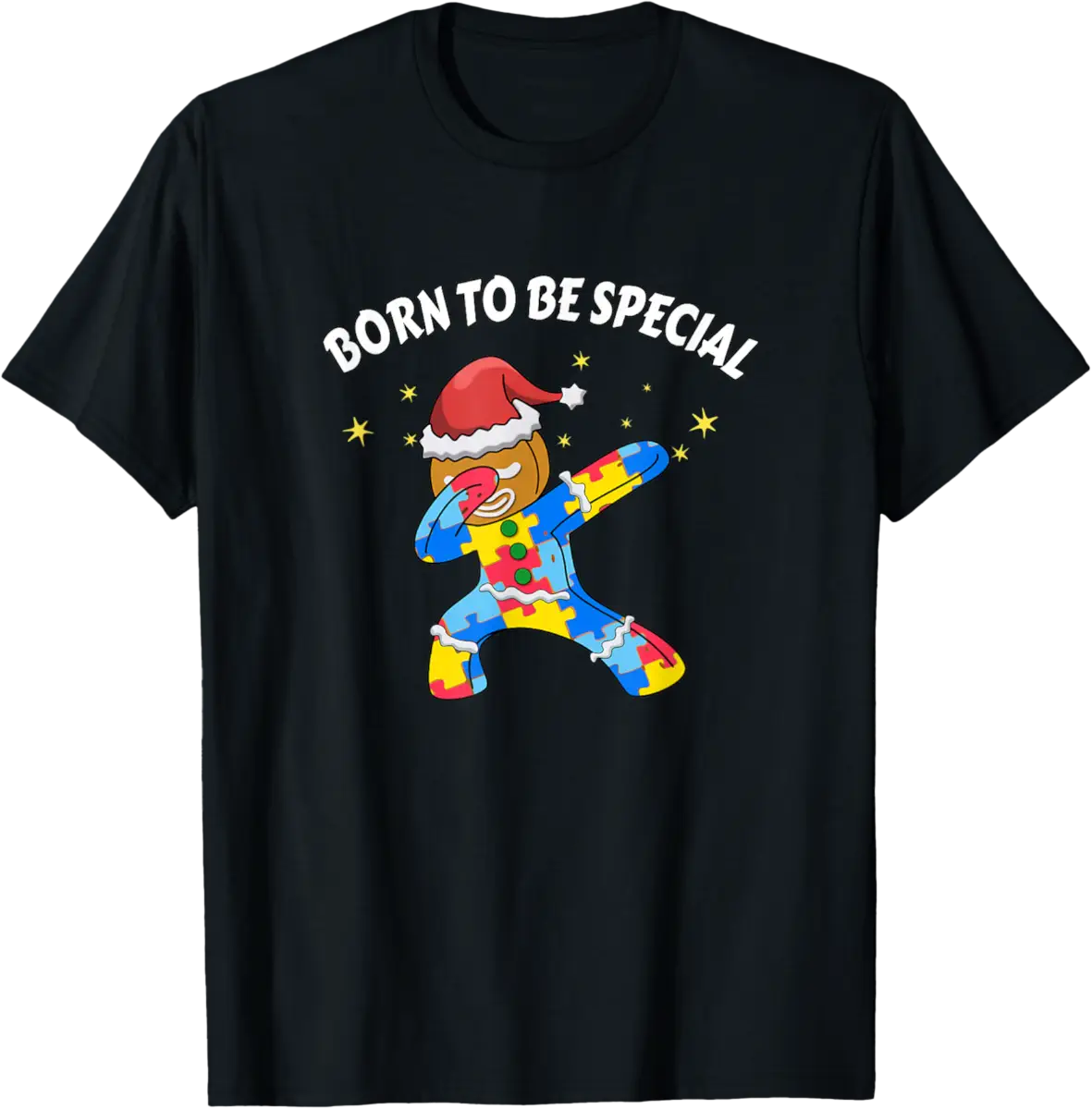 Born To Be Special Dabbing Gingerbread Man Autism T-Shirt - Walmart.com