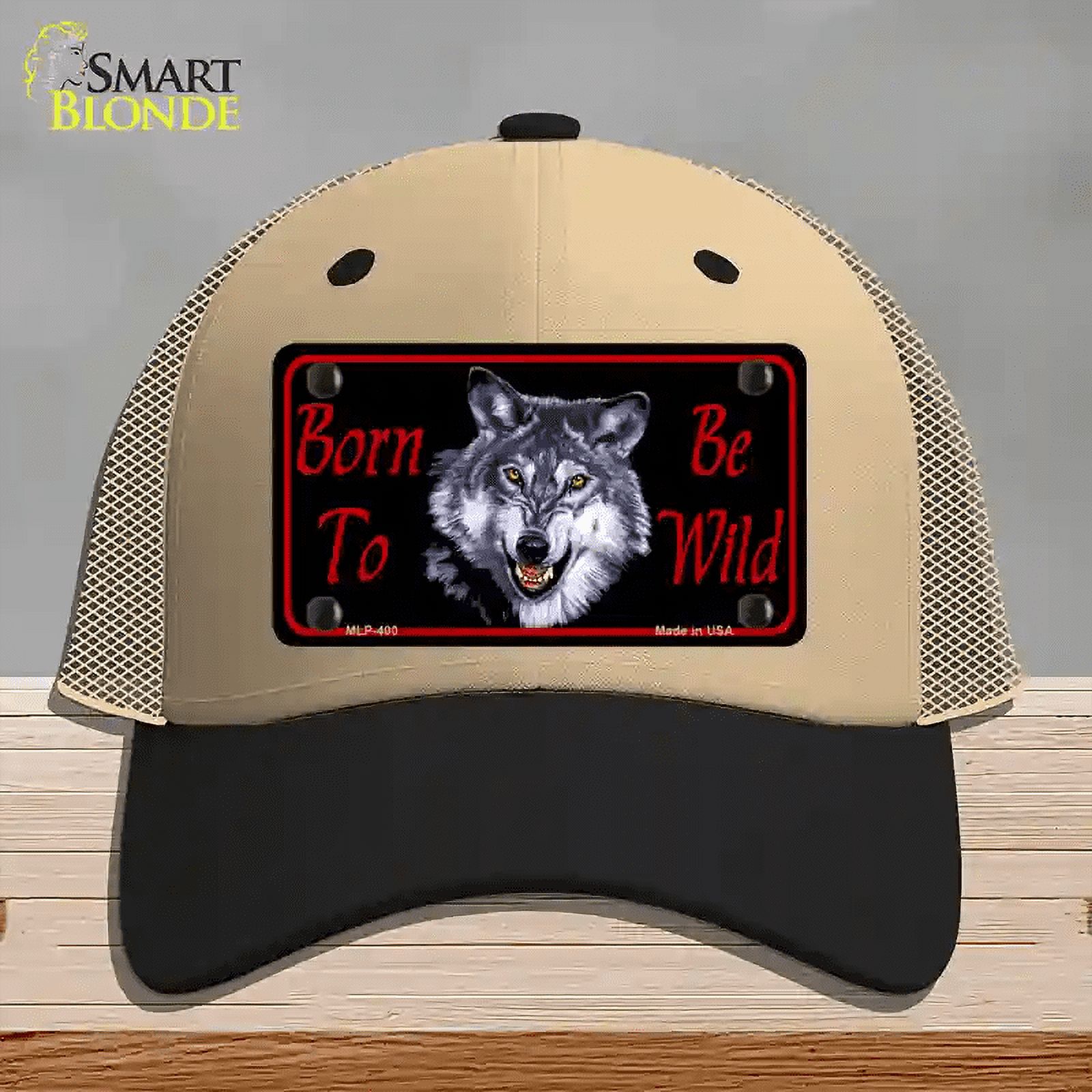 Born To Be Wild Novelty License Plate Hat Mesh Khaki|Black - Walmart.com