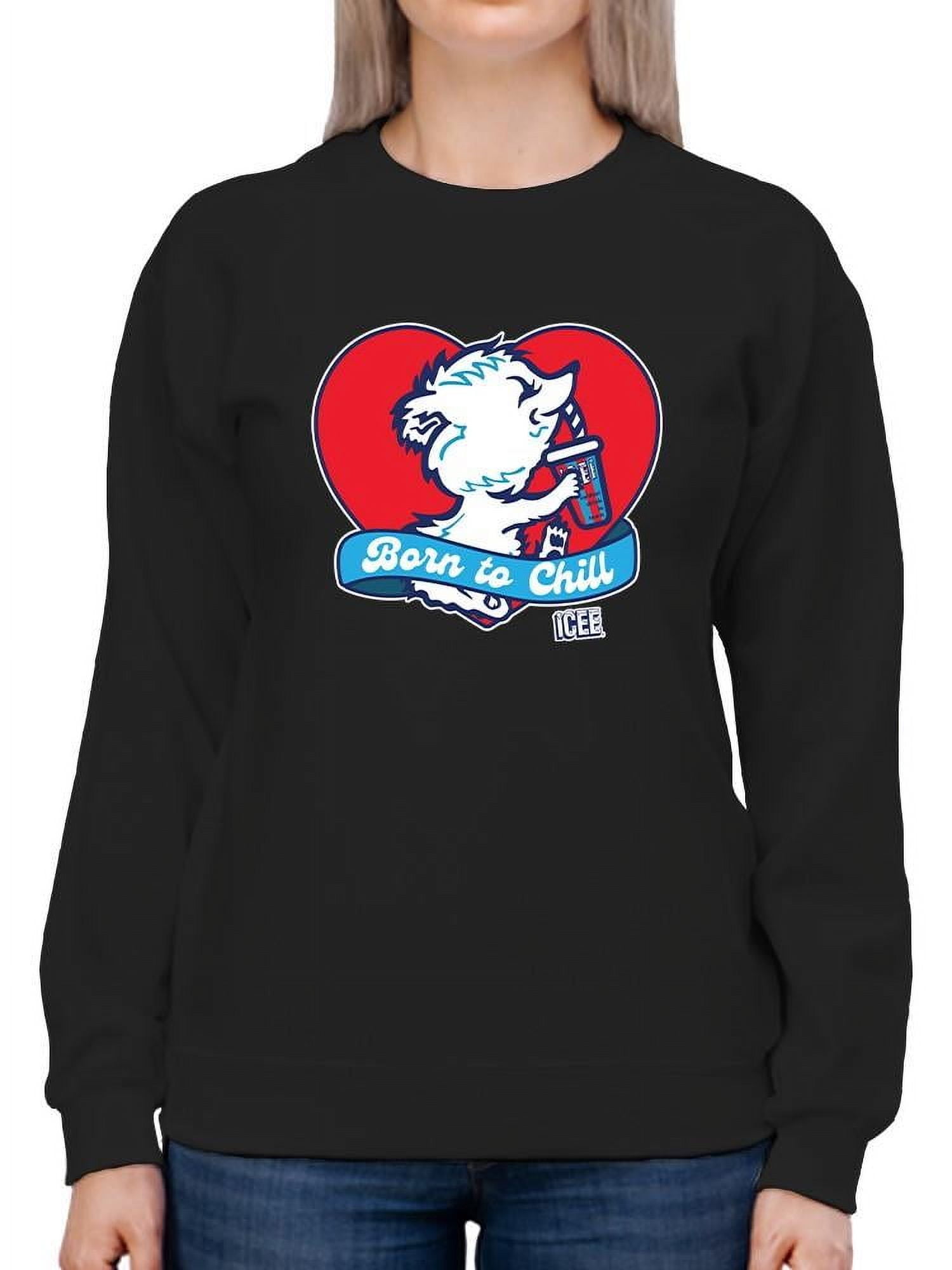 Born To Chill Heart - Cozy Polar-Bear ICEE Graphic Sweatshirt Women's ...