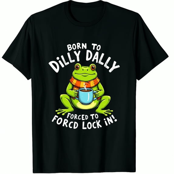 Born To Dilly Dally Forced To Lock In Frog & FUNNY CUTE Frog Graphic ...