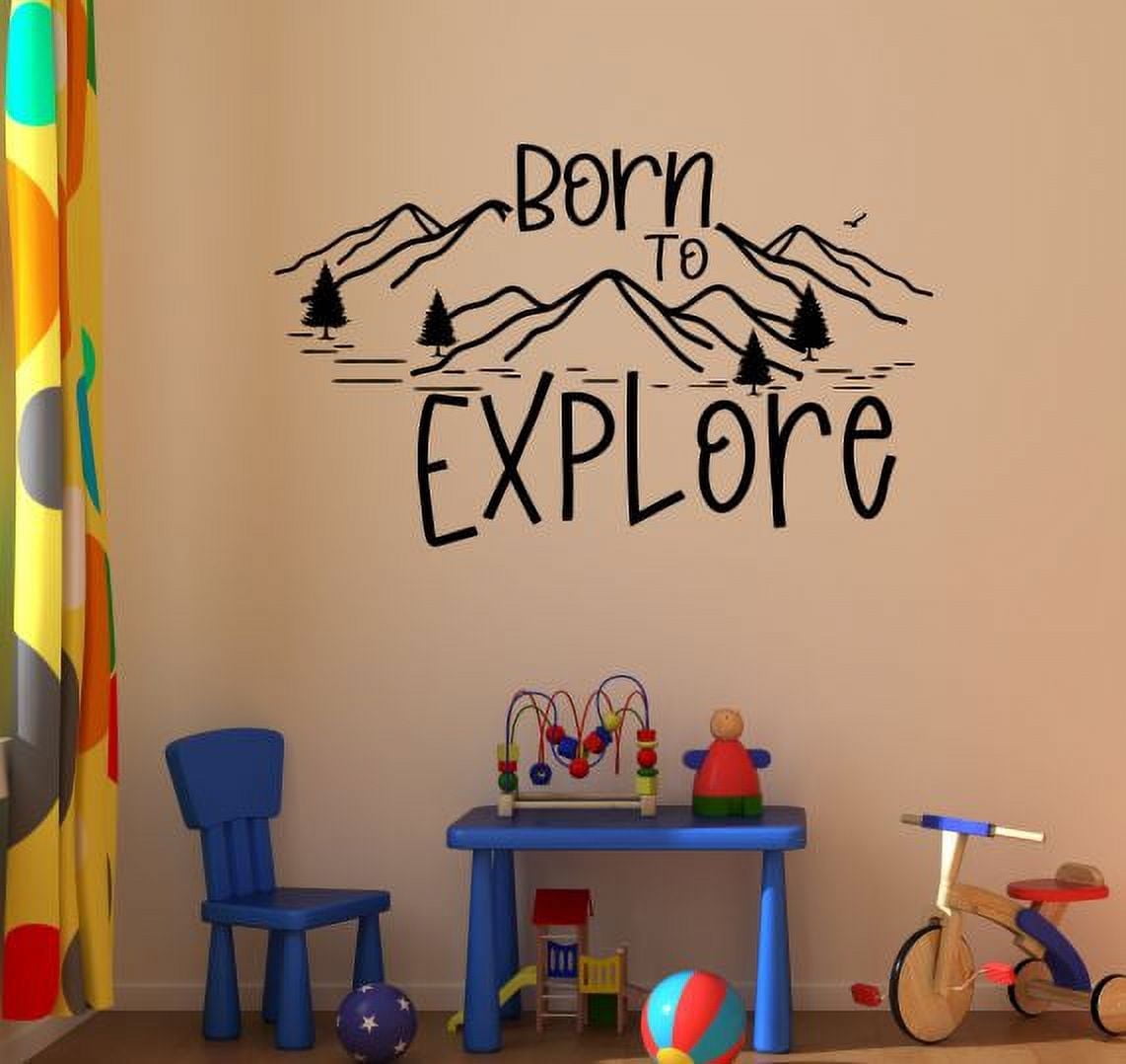 Born To Explore Explorer Kids Room Decor Wall Decal Mountains Sticker ...