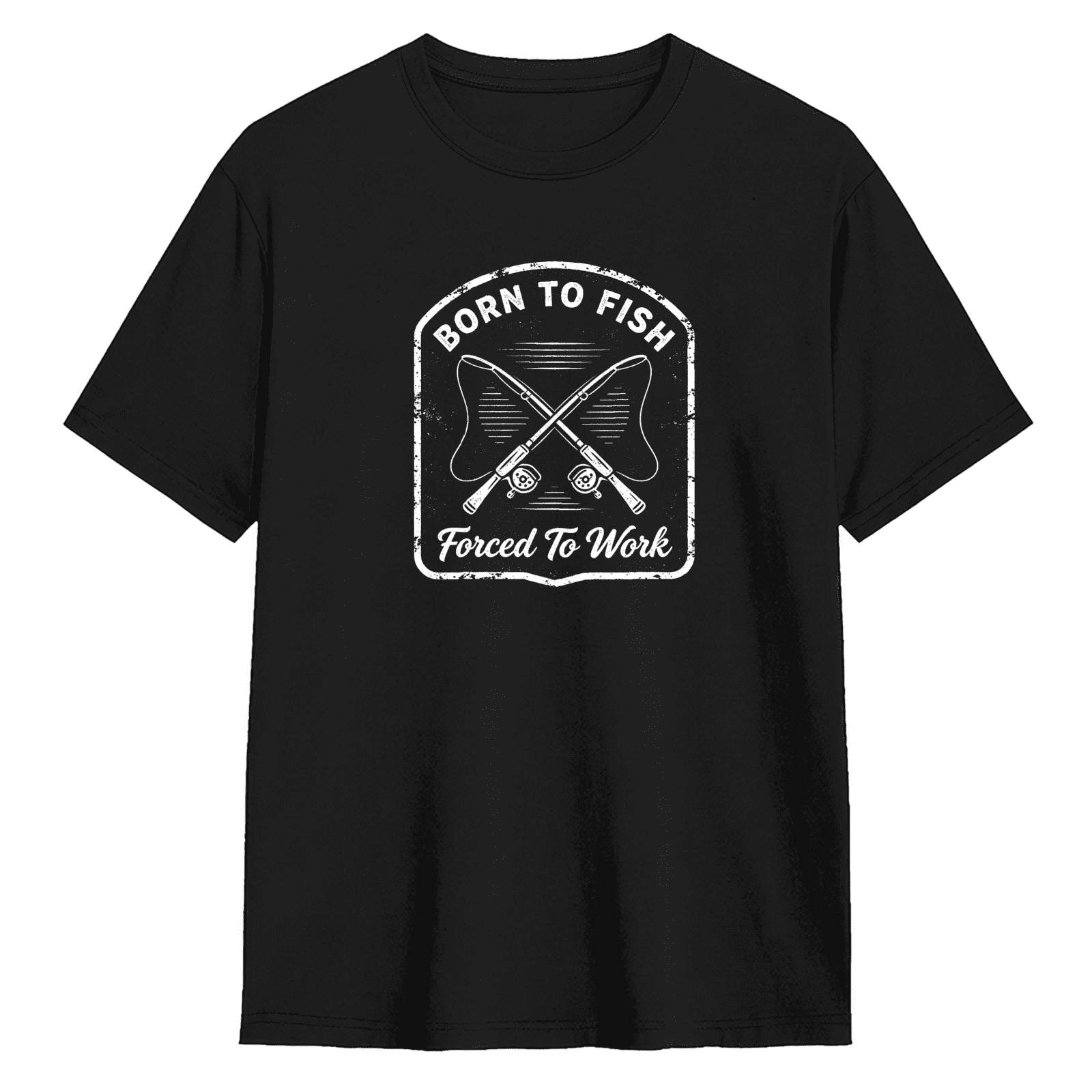 Born To Fish Forced To Work Retro Graphic Tee for Men, Amusing Fishing ...