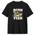 Born To Fish Vintage Graphic Tee For Men, Outdoor Fishing Cotton Short ...