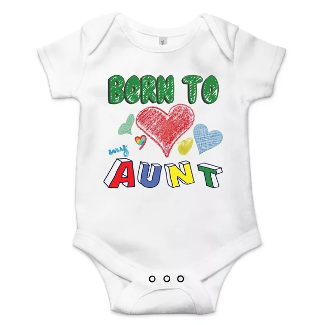 Born To Love My Aunt Best Shower Gift Cute Funny Infant Message Baby Bodysuit Cute Baby Onesie ...