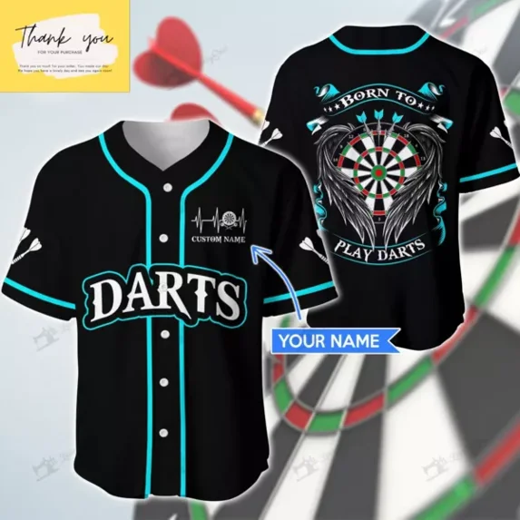 Born To Play Darts Baseball Jersey Shirt Custom Name Baseball Jersey ...