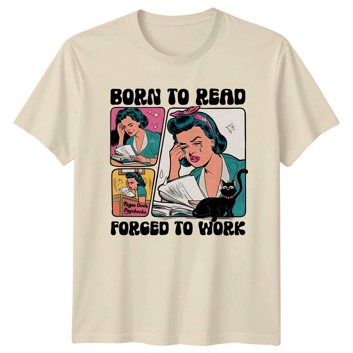 Born To Read Forged To Work Vintage Reader T-Shirt Book Lover All Size ...