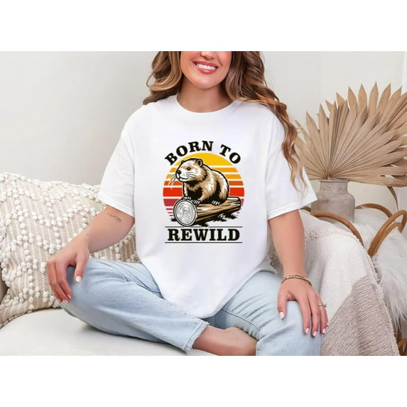Born To Rewild Beaver Wildlife Retro Adventure Nature Conservation Unisex T-Shirt, for men ...