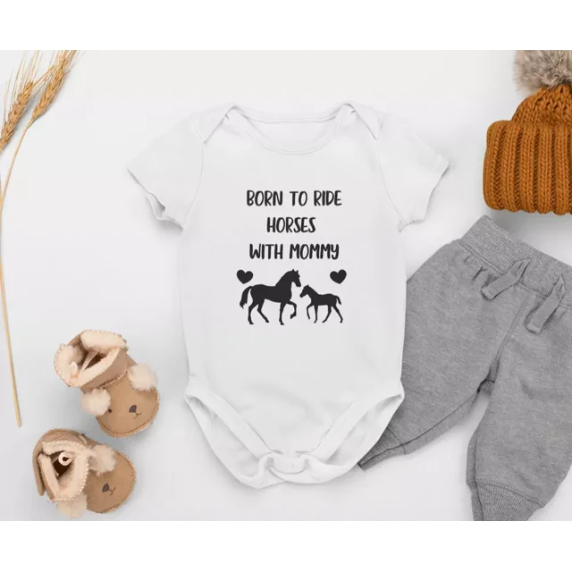 Born To Ride Horses With Mommy, Horse Riding Baby Vest/Grow, Horse Baby Bodysuit Cute Baby ...