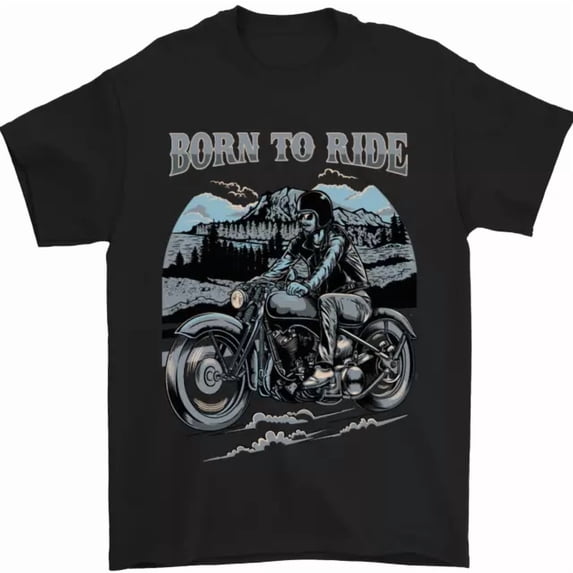 Born To Ride Motorbike Motorcycle Biker T-Shirt, Vintage Birthday Gift ...