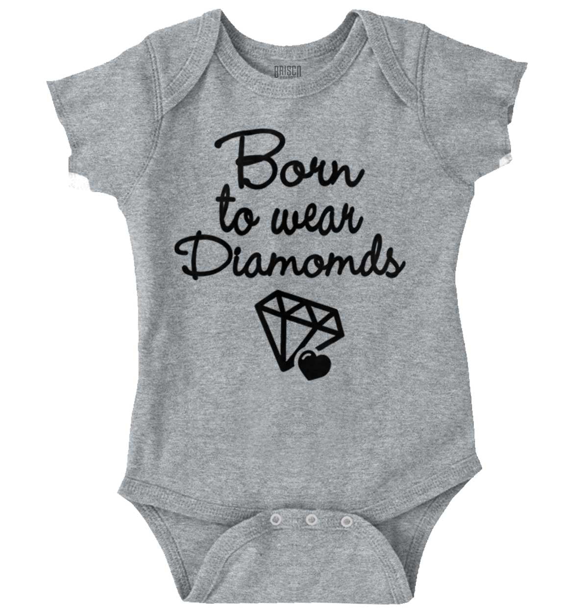 Born To Wear Diamonds Cute Cursive Bodysuit Jumper Girls Infant Baby ...