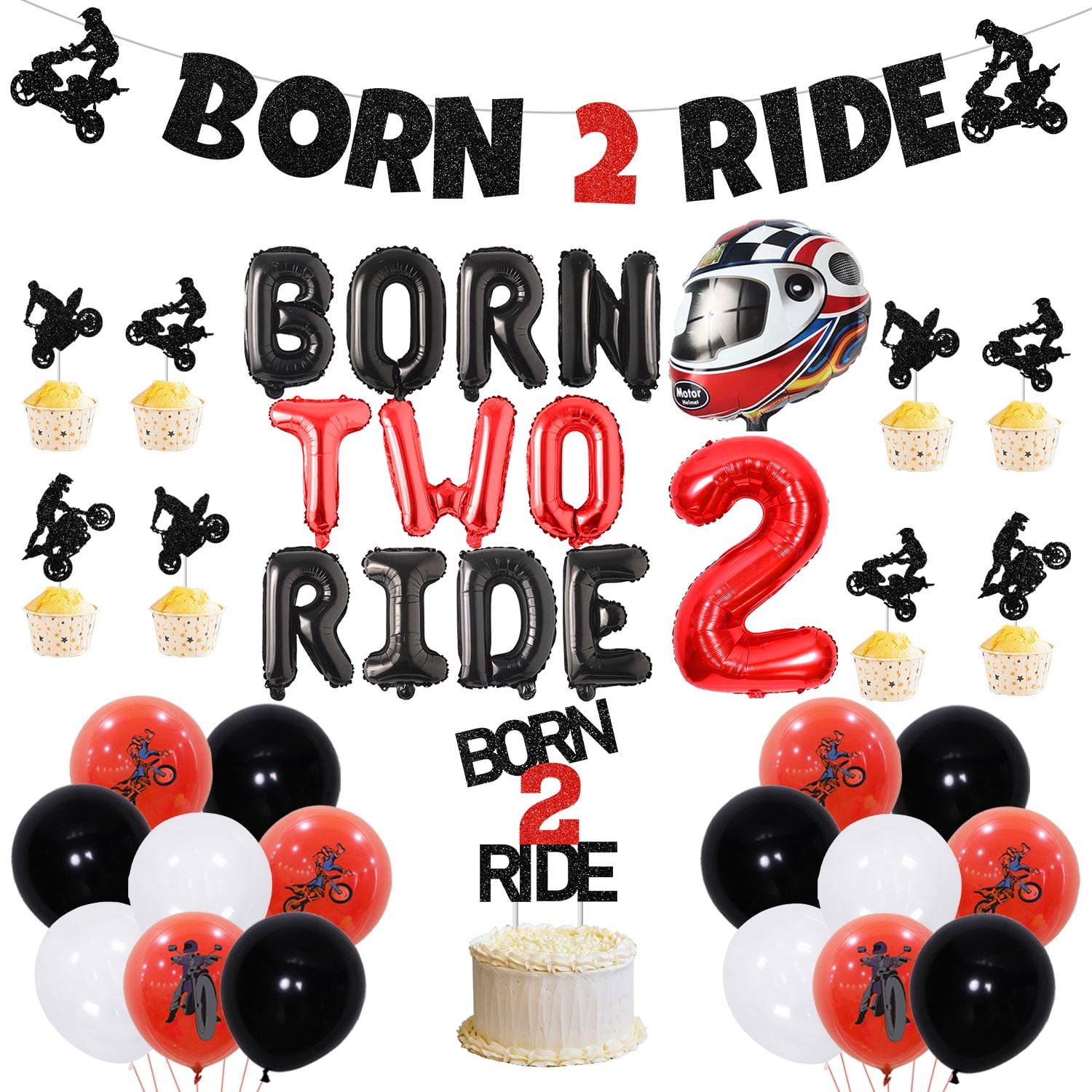 Born Two Ride Motorcycle 2nd Birthday Party Decoration Include Born Two ...