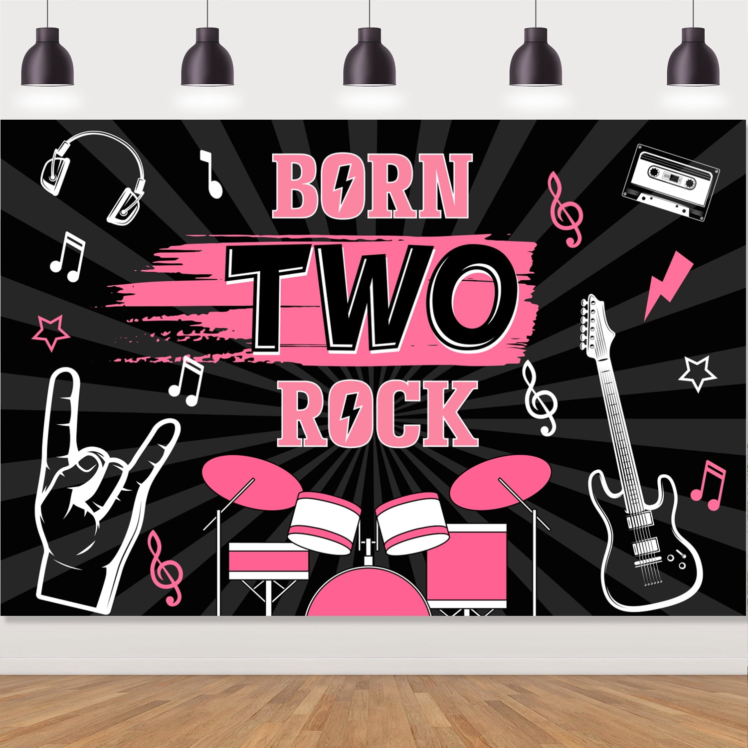 Born Two Rock Birthday Decorations for Girl Rock and Roll 2nd Birthday ...