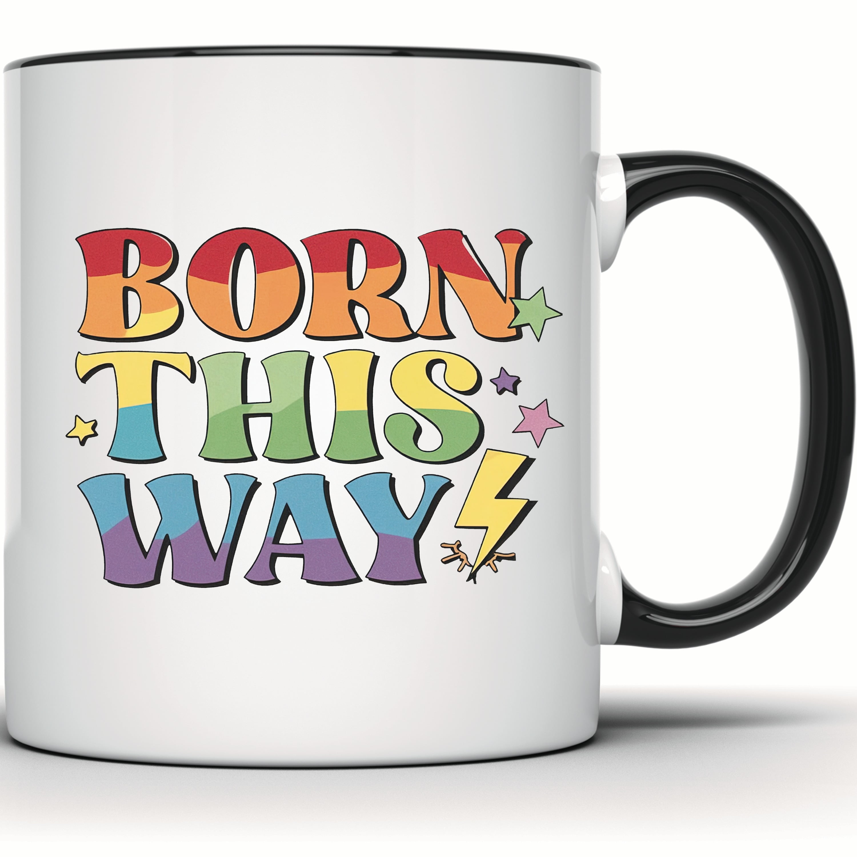 Born This Way LGBT Pride Mug - Colorful Equality Mug with Stars ...