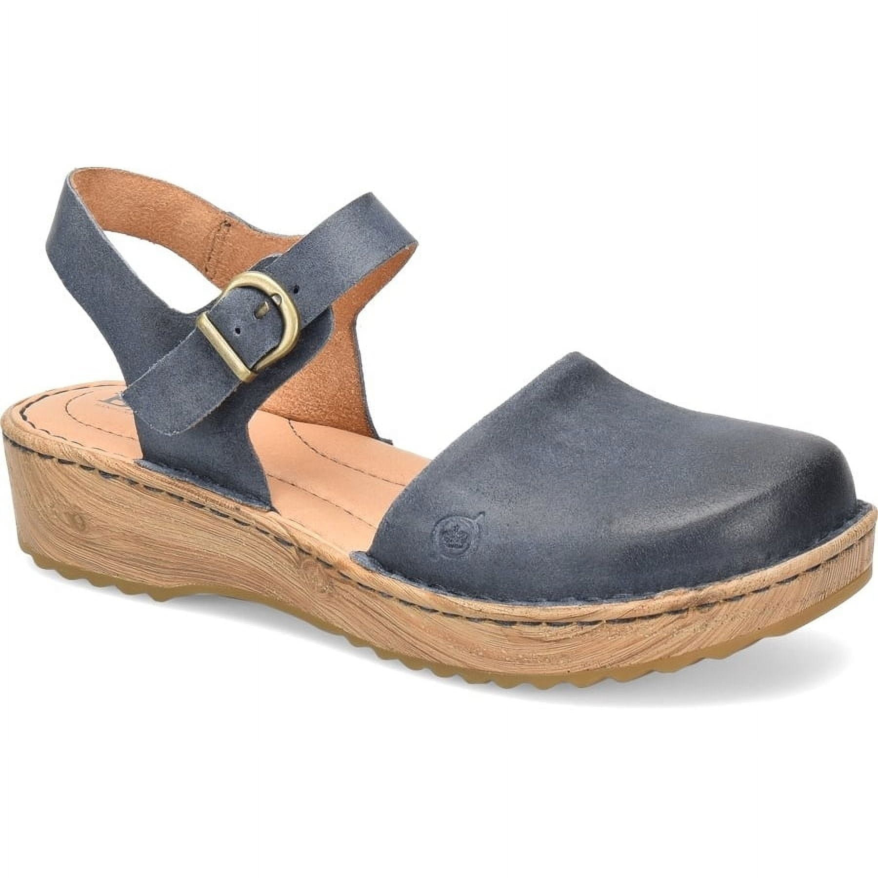 Born Women's Alianna Sandal Jeans (Dark Blue) Distressed Leather ...