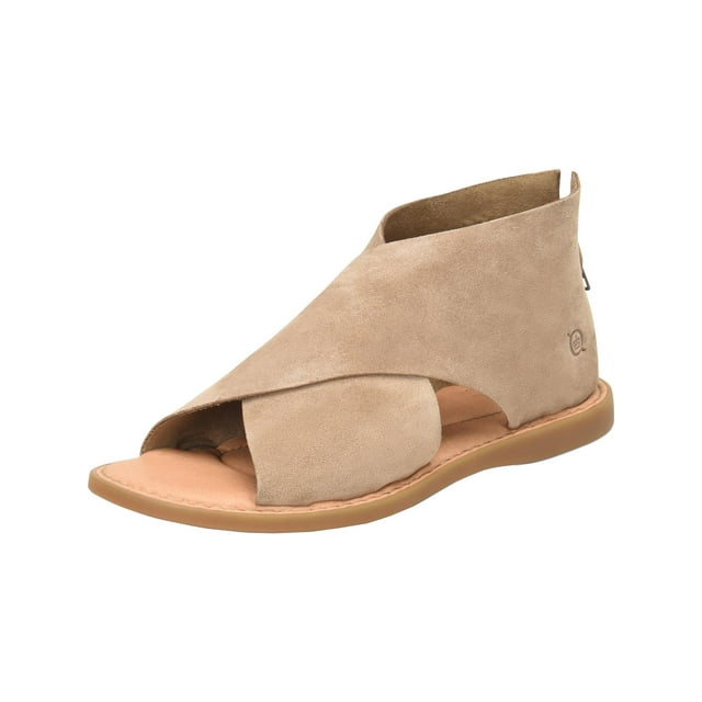 Born Womens Iwa Suede Peep Toe Flat Sandals - Walmart.com