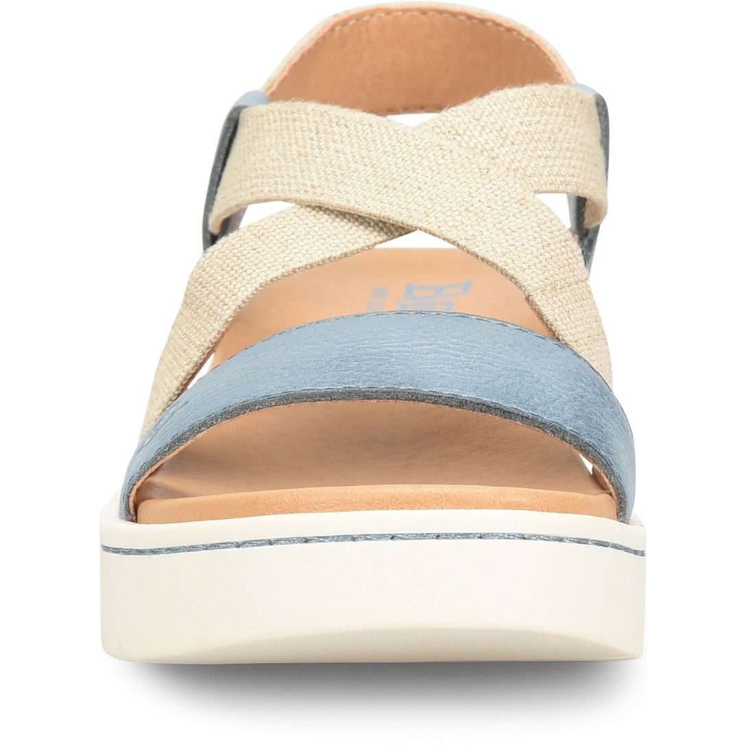 Born Womens Kasady Sandal Blue Leather BR0057304 Comfortable Stretch ...