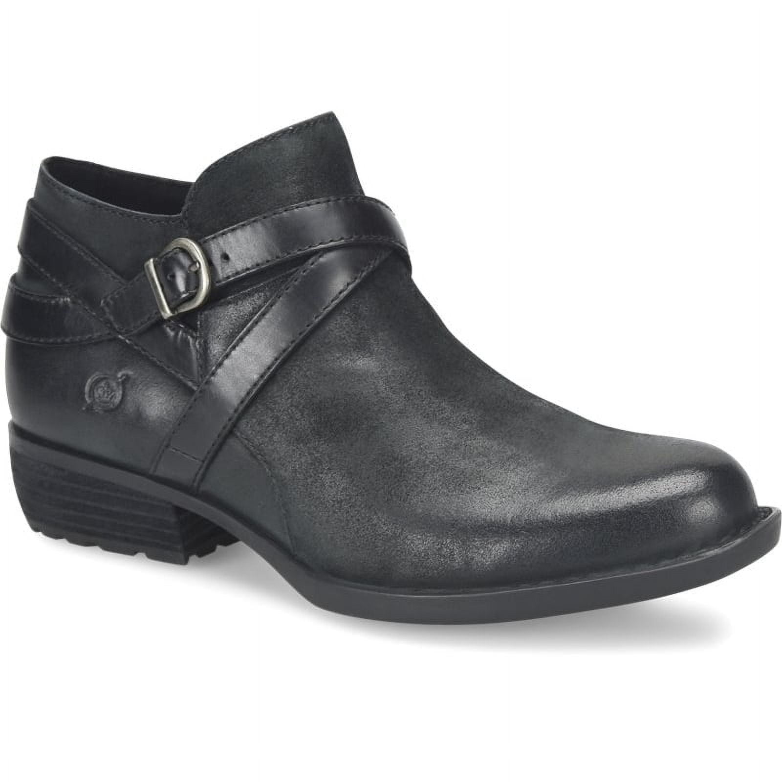 Born Womens Kelle Black Distressed Leather Ankle Boots BR0061809 ...