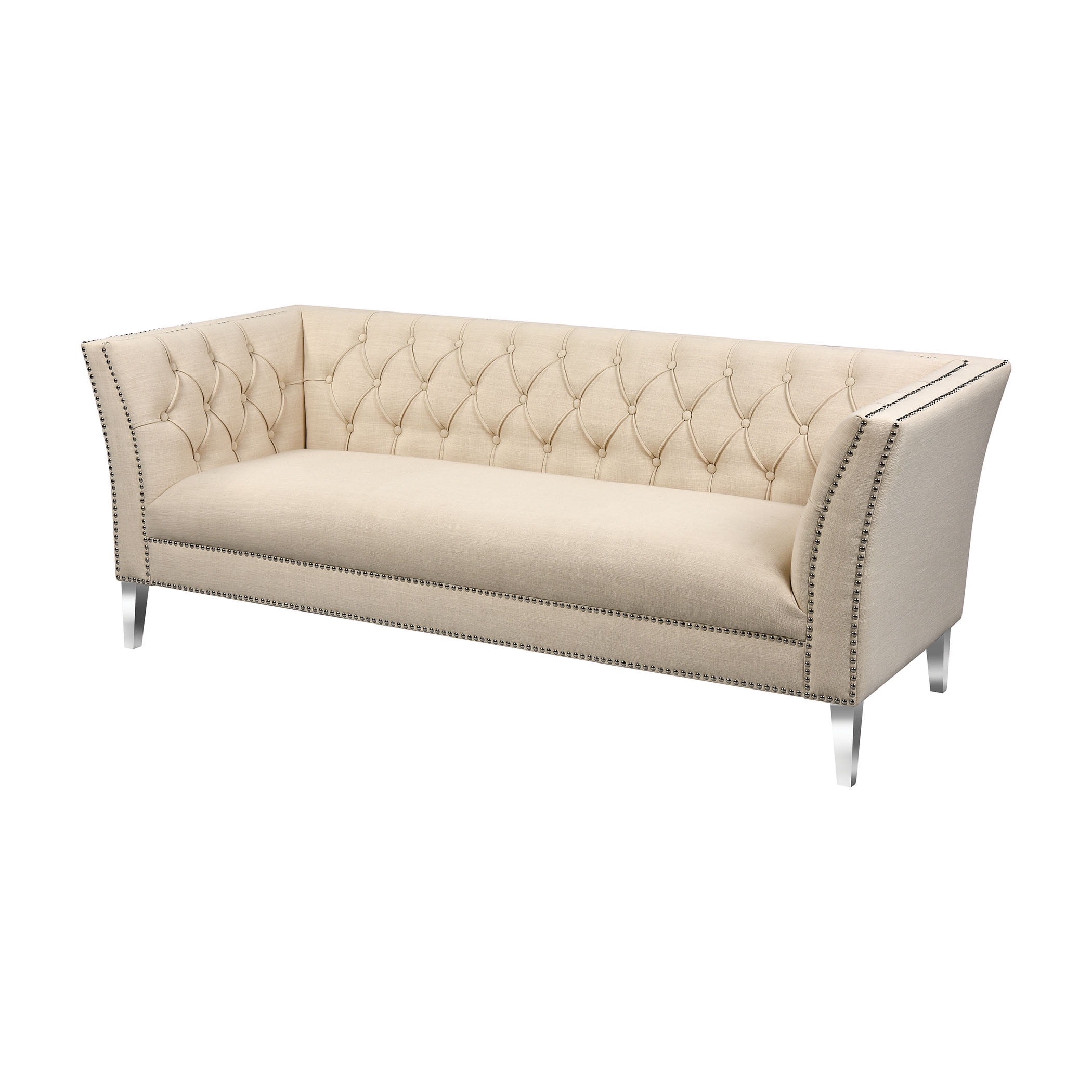Born and Raised Sofa in Cream Linen by Elk Home 1204-107 in Chrome,Gray ...