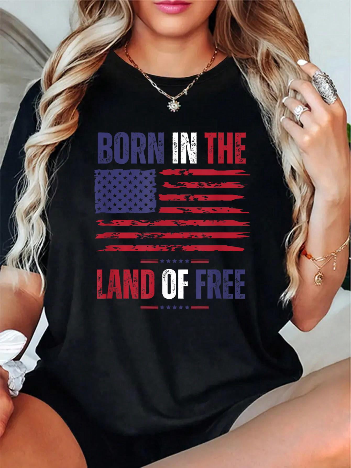 Born in the Land of Free American Flag T-Shirt - Walmart.com