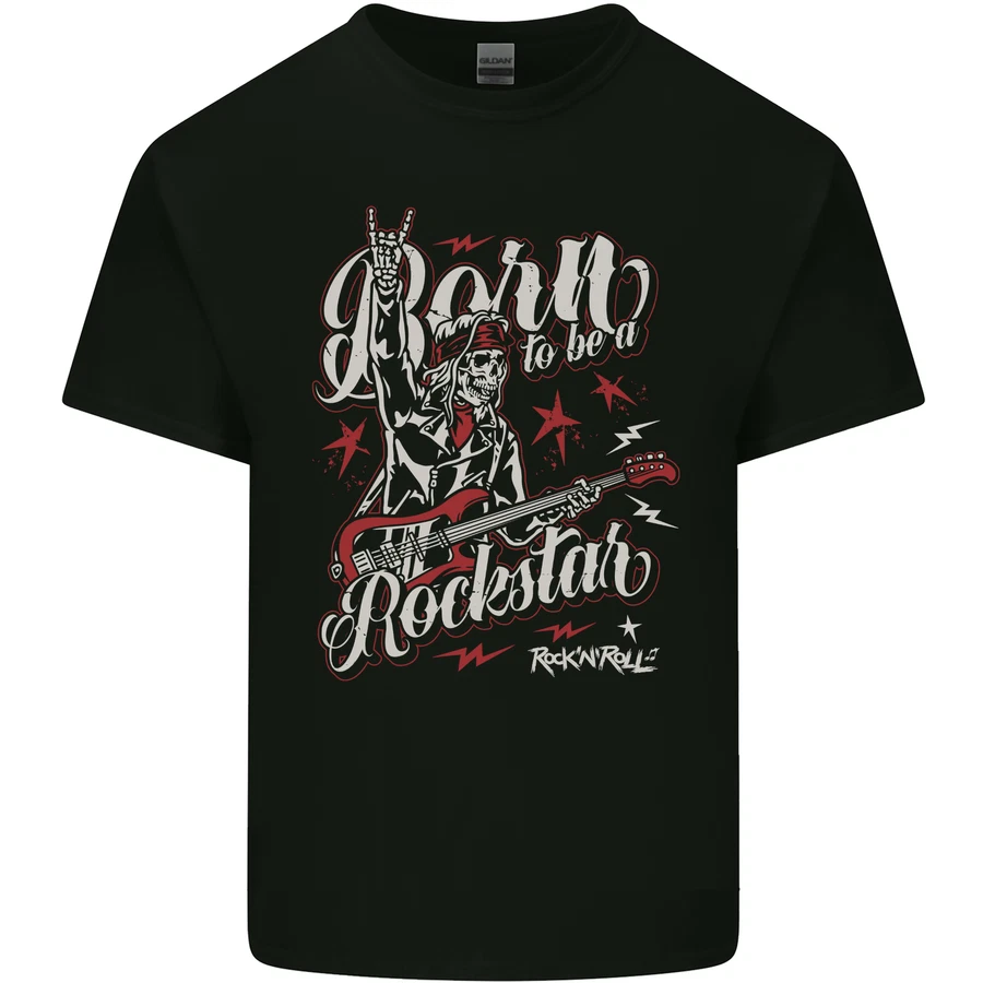Born to Be a Rockstar Funny Rock Music Guitar Graphic Light Cotton Tee ...