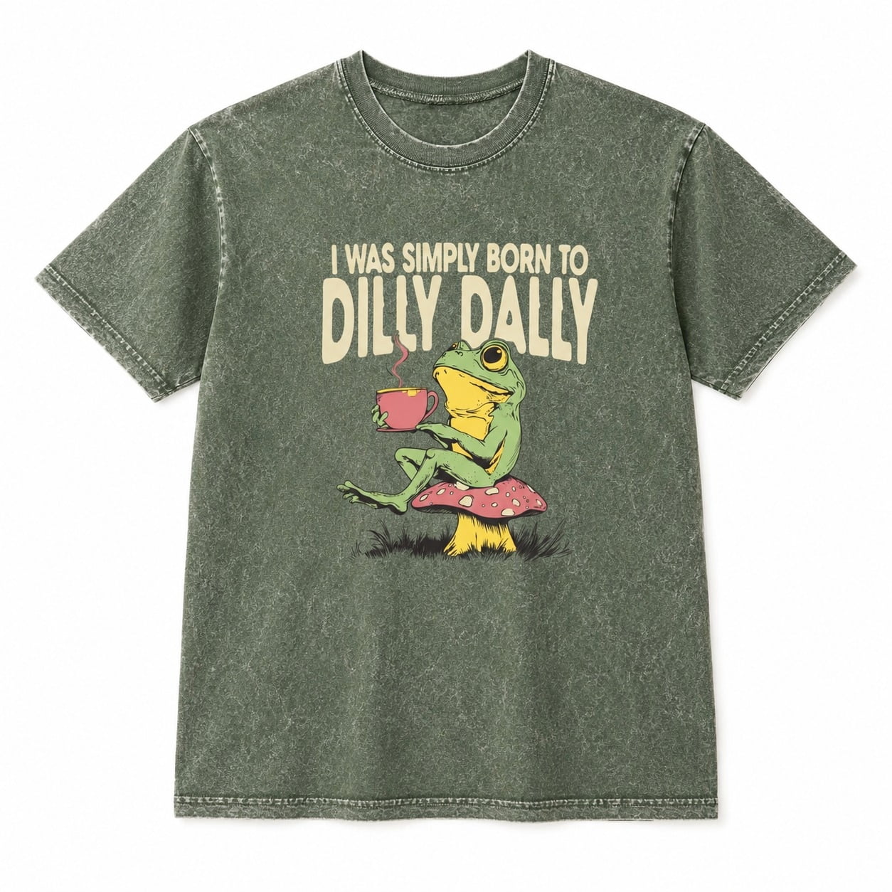 Born to Dilly Dally Frog Mineral Wash T-Shirt, Funny Cottagecore Frog ...