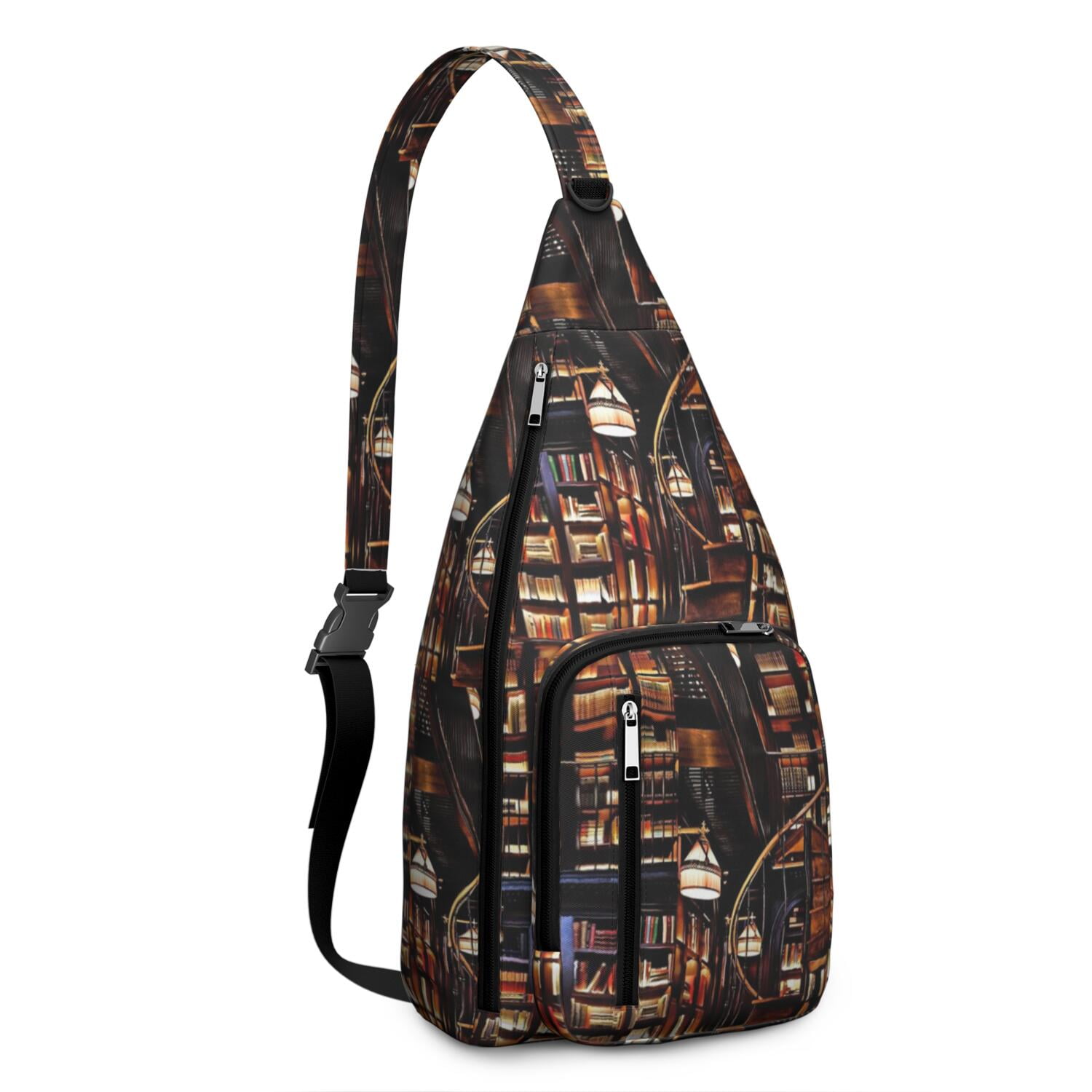 Born to Read Sling Backpack - Literary Bookcase Wall Design Shoulder ...