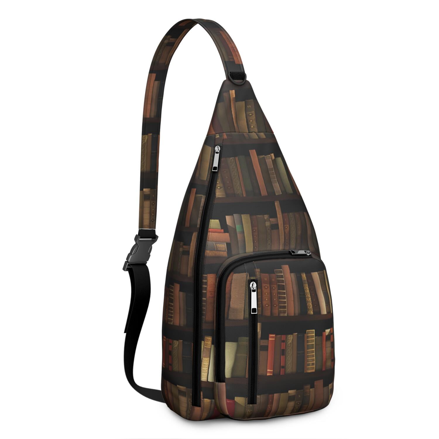 Born to Read Sling Backpack - Literary Bookcase Wall Design Shoulder ...