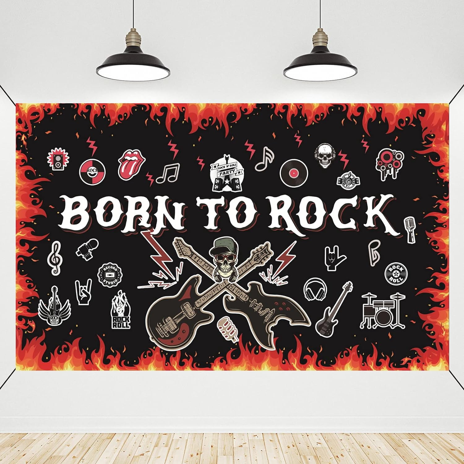 Born to Rock Backdrop Banner, 1950's Rock and Roll Party Decorations ...