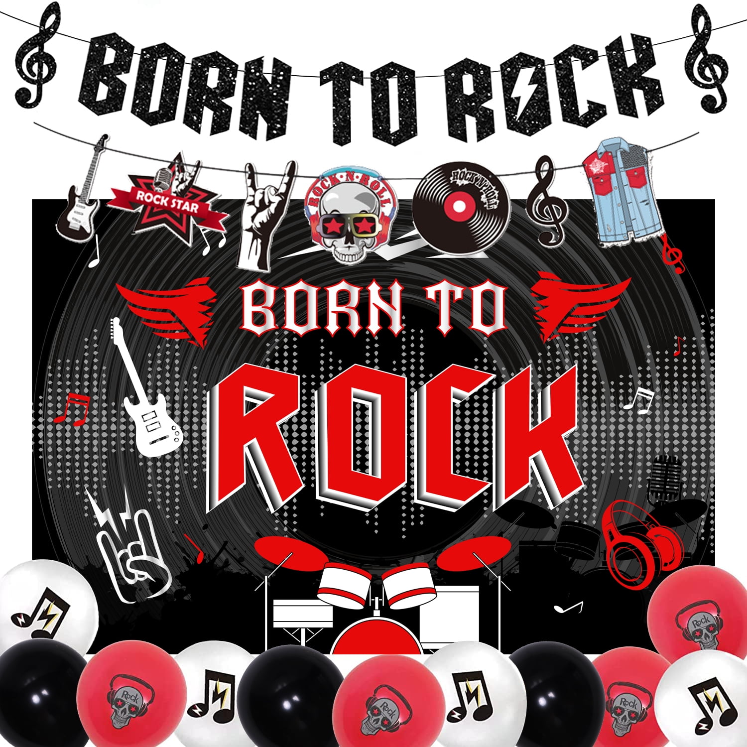 Born to Rock Party Decorations Balloon Garland, 50s Rock Star Music ...
