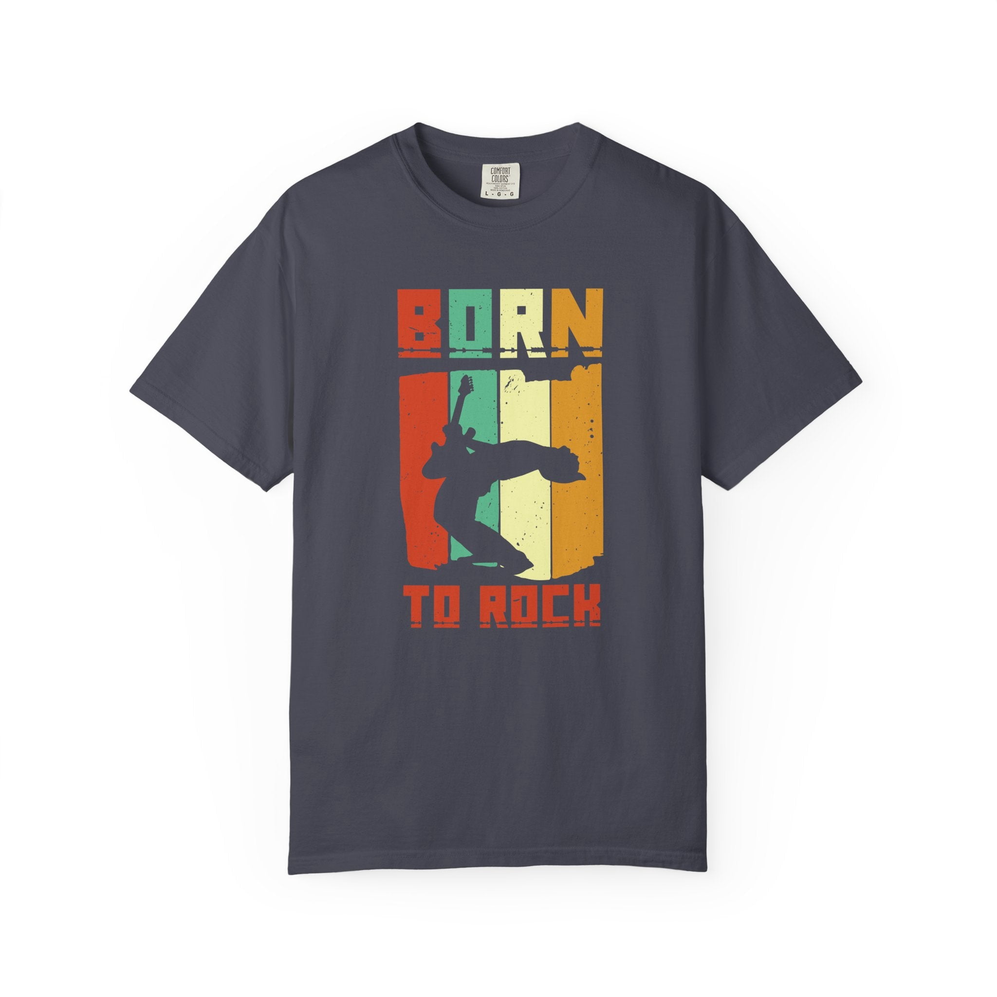 Born to Rock skateboard silhouette T-Shirt Vintage striped graphic ...