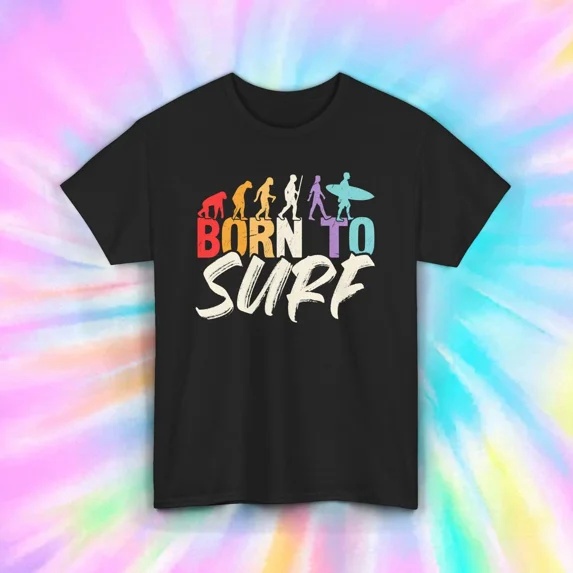 Born to Surf Evolution Surfing Graphic Sport Unisex T-Shirt Size S-5XL ...
