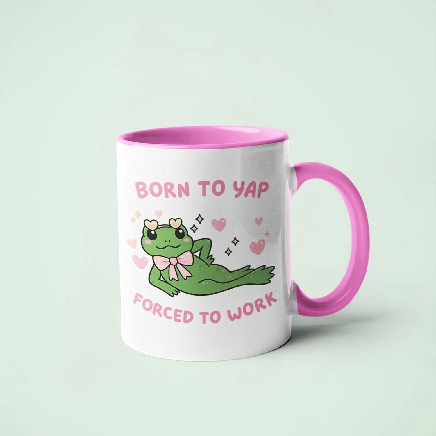 Born to Yap Forced to Work Mug - Funny Frog Coffee Cup, Office Gift ...