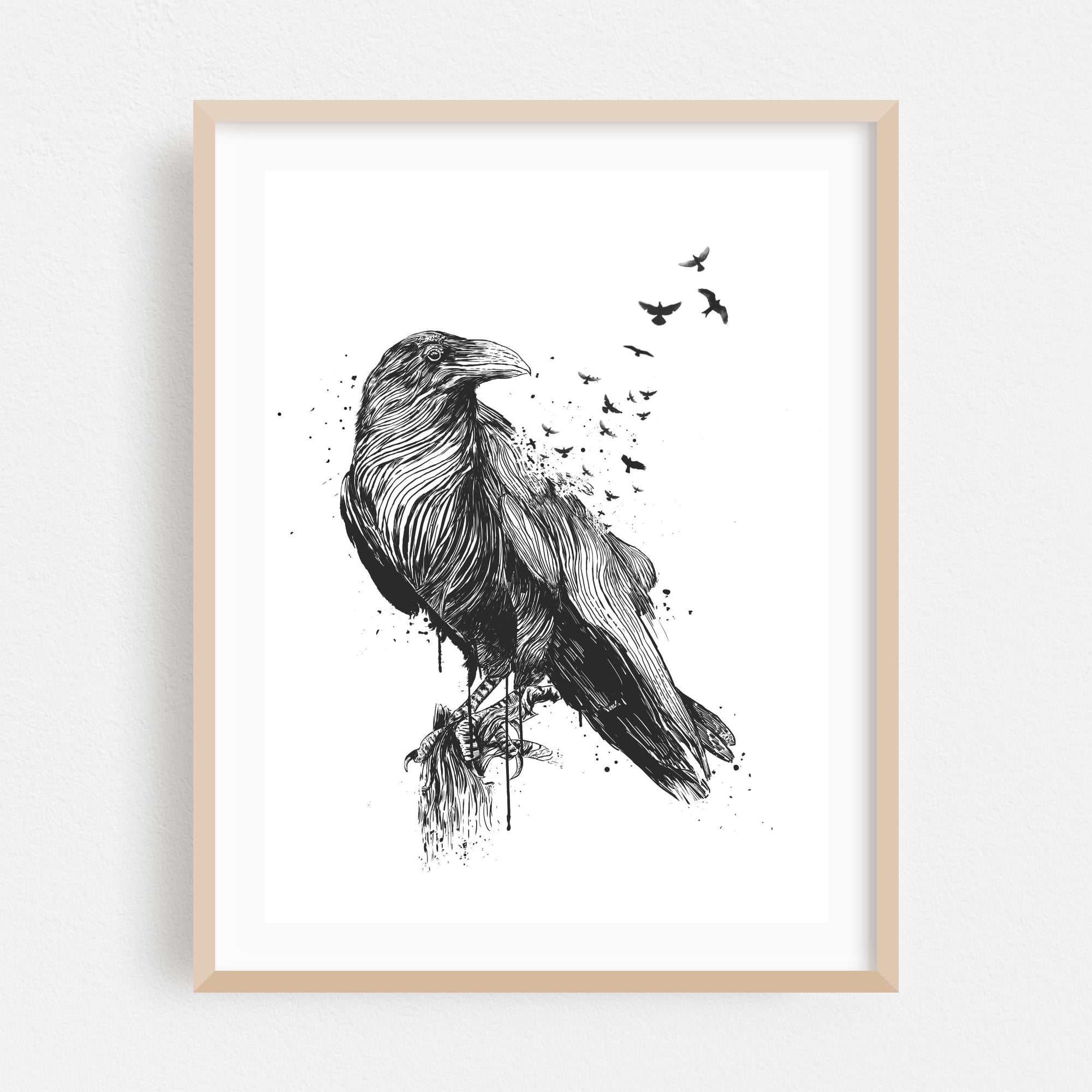 Born to be free - Illustration Bird Black and White Wildlife Sketch ...