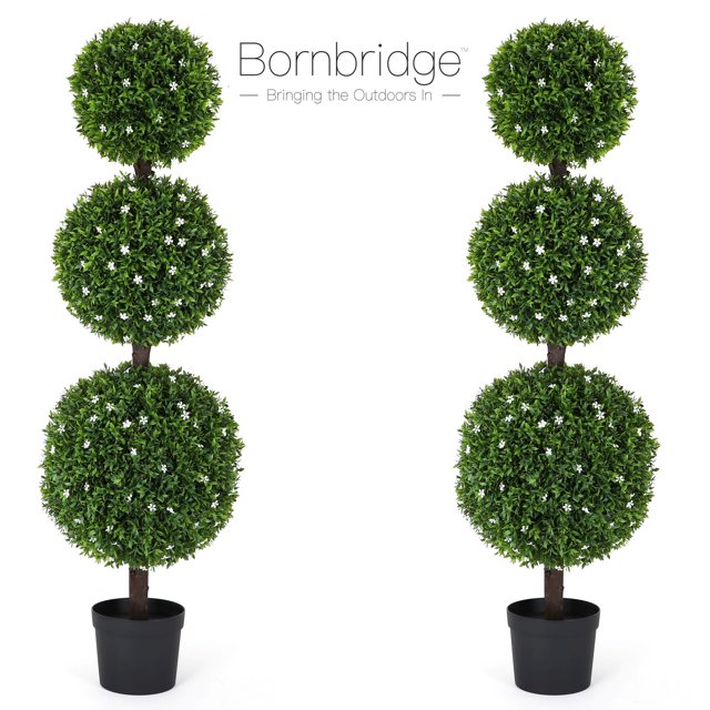 Bornbridge Artificial White Flower Topiary Ball Tree - 4' Indoor ...