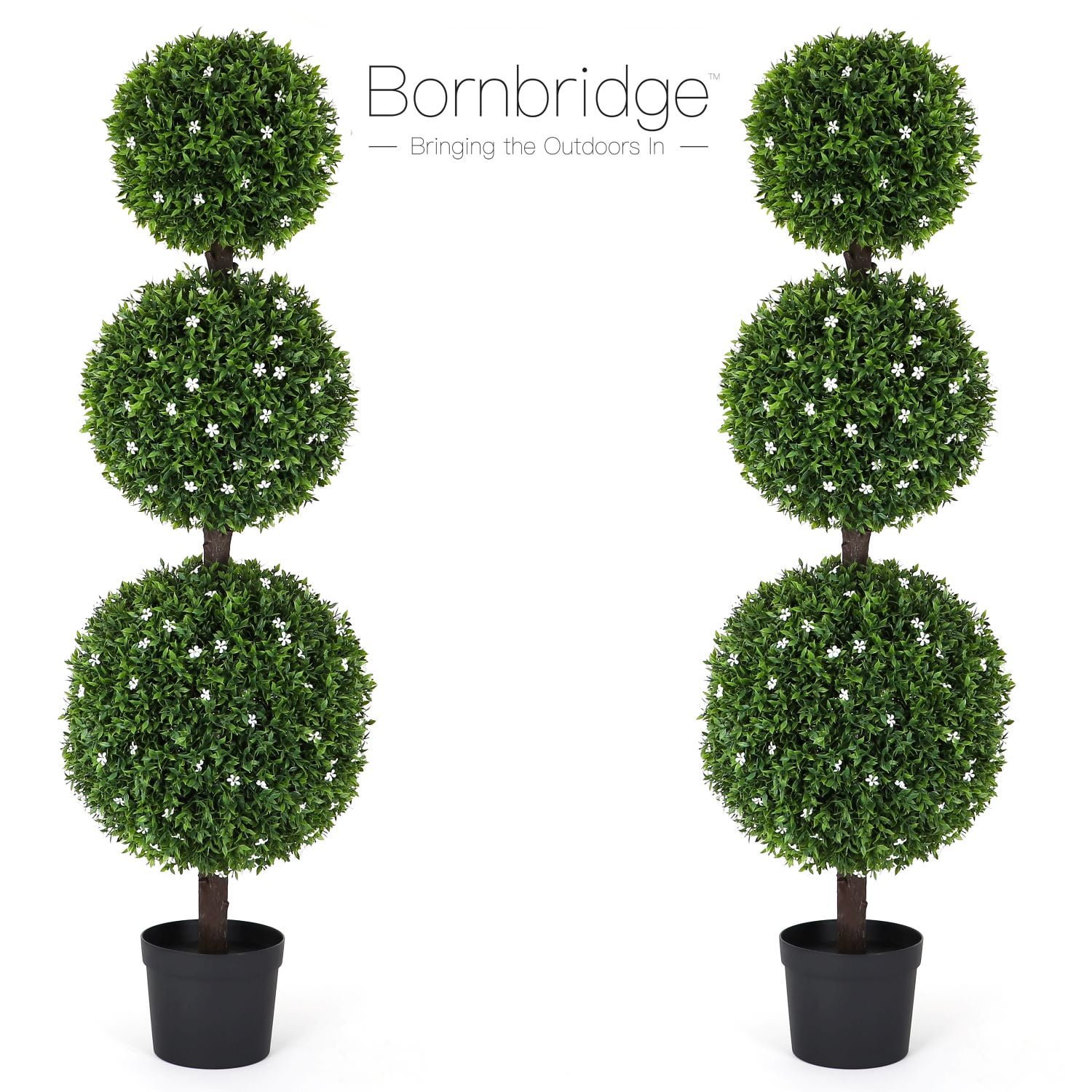 Bornbridge Artificial White Flower Topiary Ball Tree - 4' Indoor ...