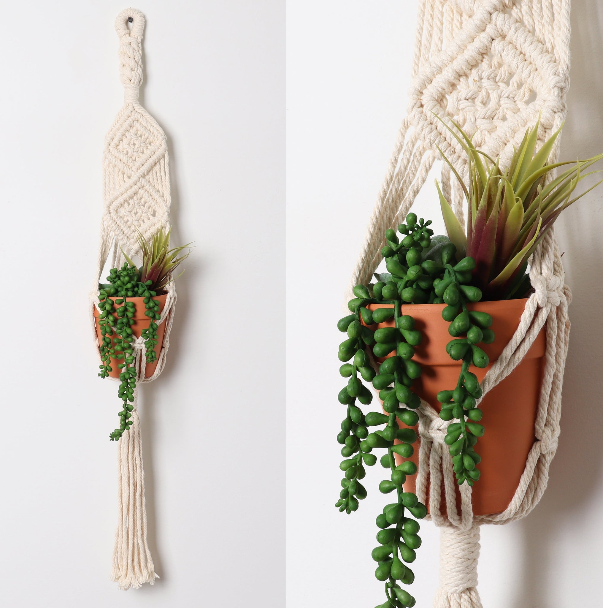Bornbridge Macrame Artificial Succulent in Macrame Hanging Planter (1 ...