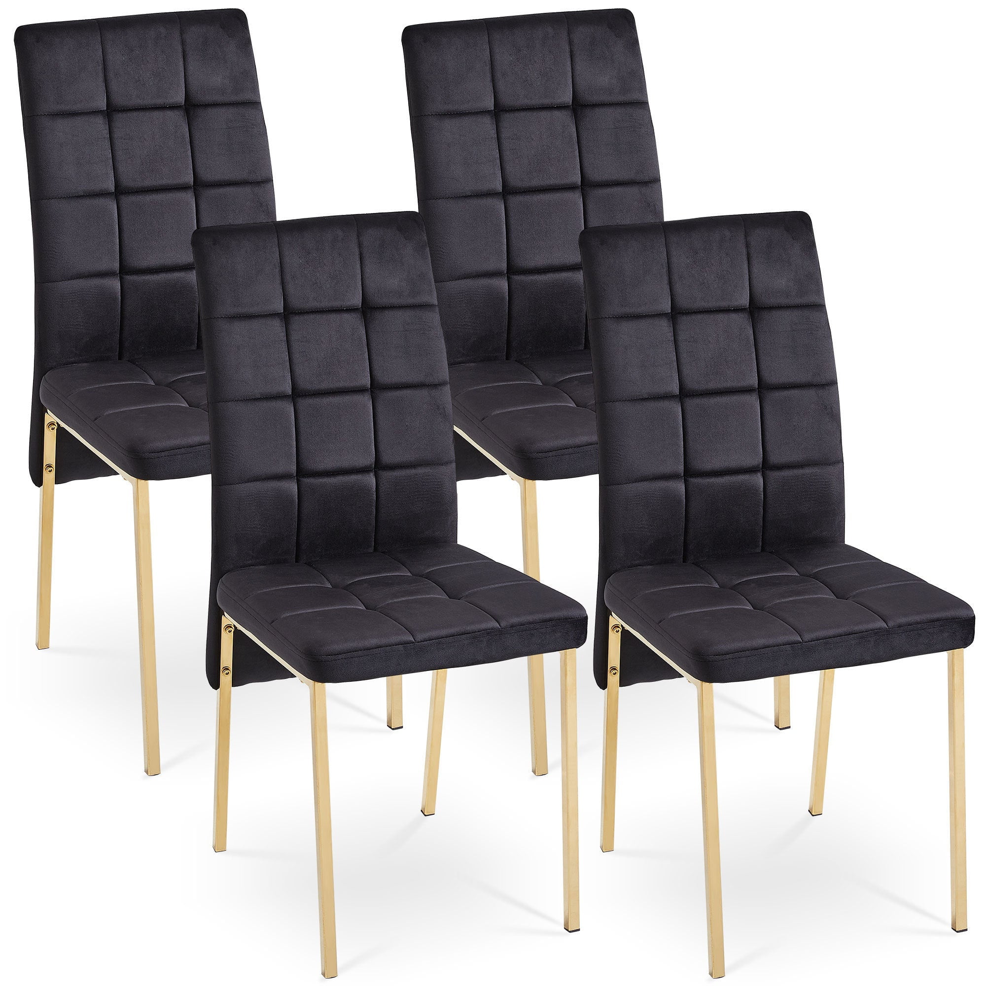Borne Velvet Dining Chairs w Golden Metal Leg (Set of 4) - Black ...