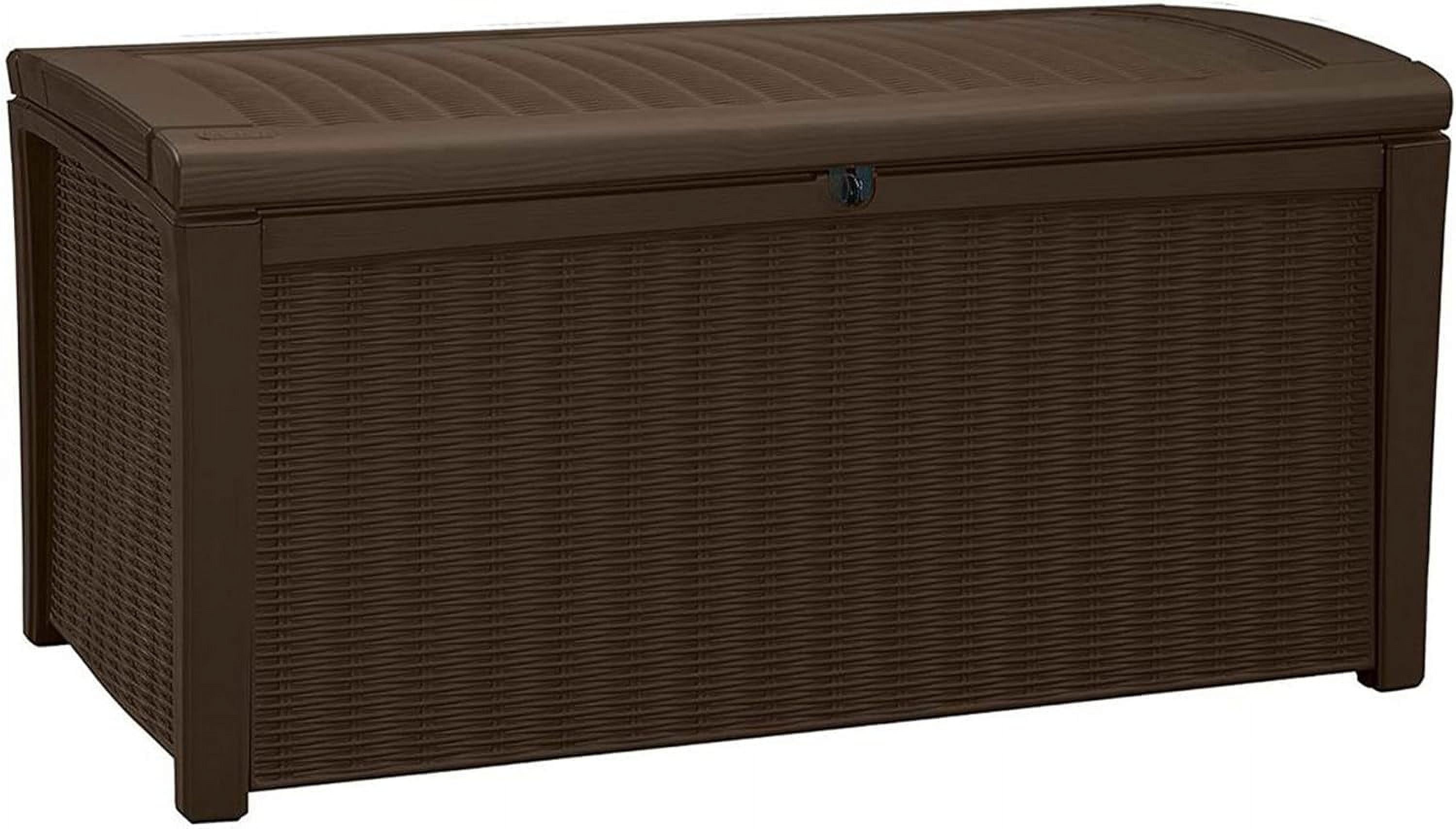 Borneo 416L Storage Box, All-Weather Wicker Rattan-Style Resin Deck Box ...