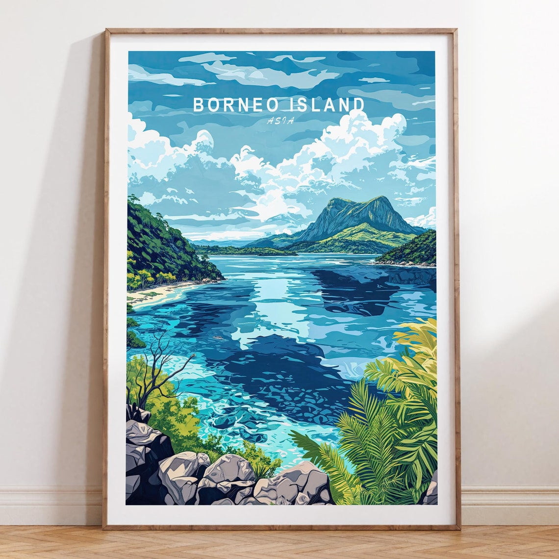 Borneo Island Poster, Borneo Island Southeast Asia Travel Wall Art ...