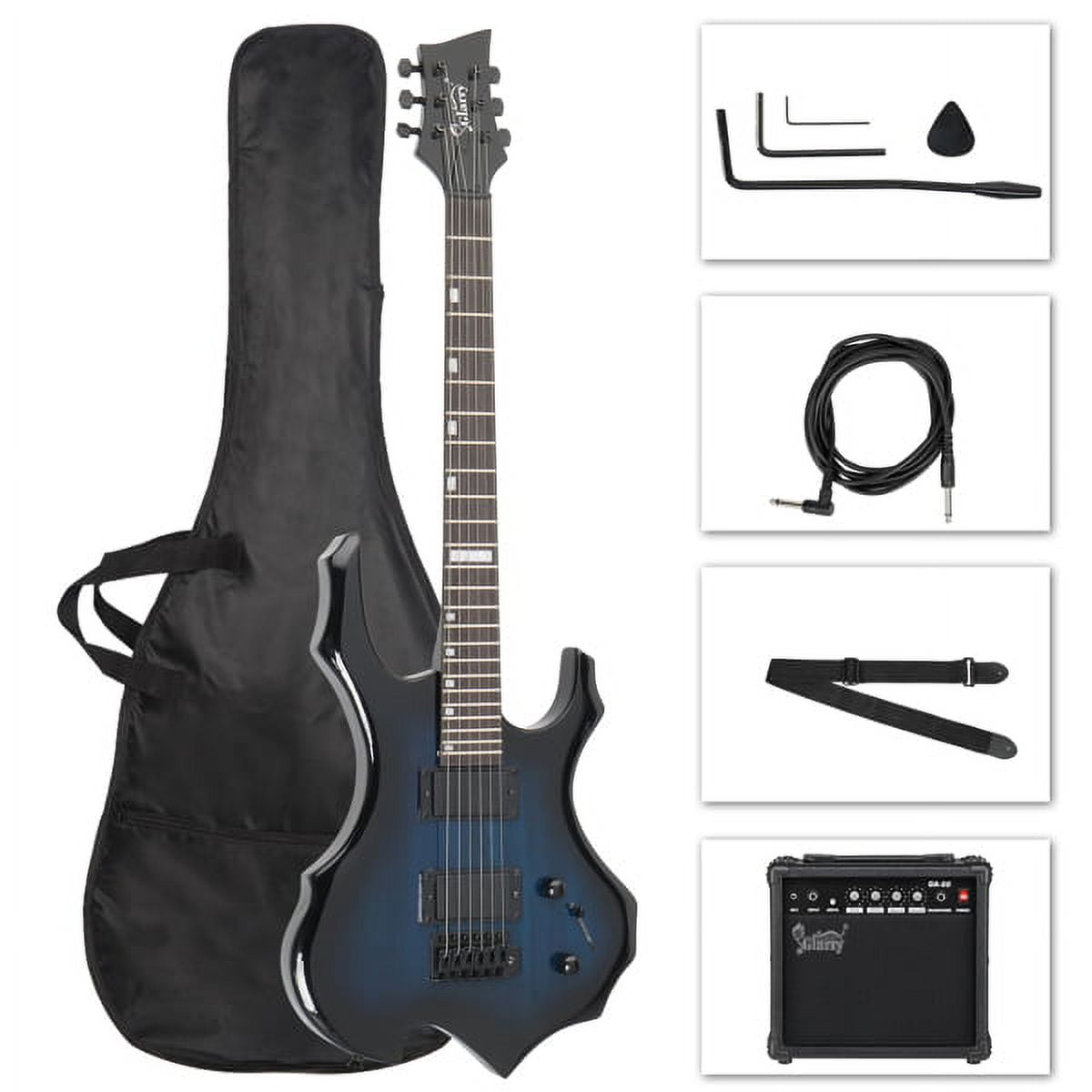 Bornmio Glarry Flame Shaped H-H Pickup Electric Guitar Kit with 20W ...