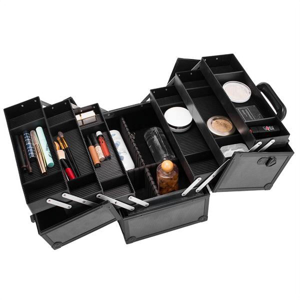 Bornmio Makeup Train Case Professional Adjustable - 6 Trays Cosmetic ...