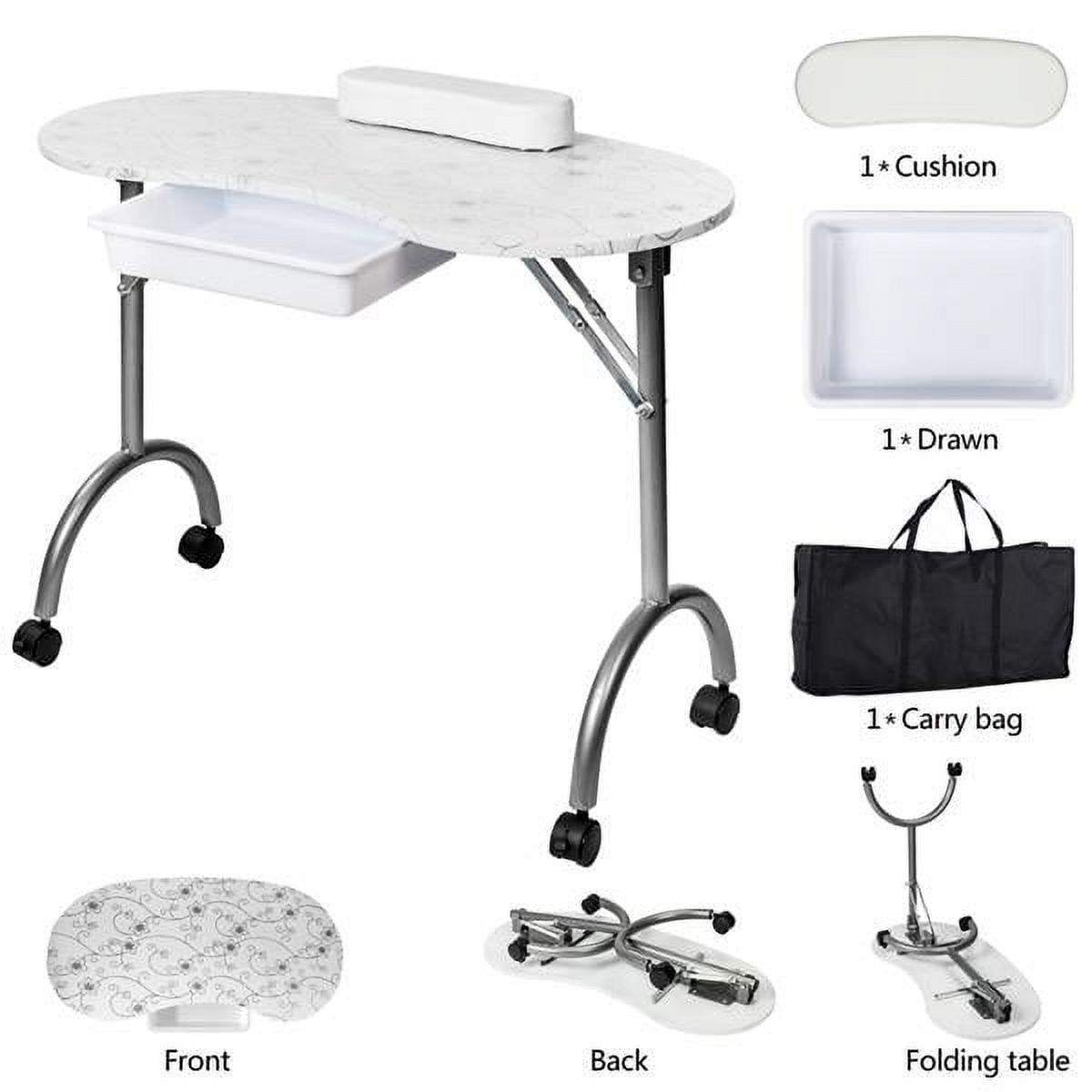 Bornmio Portable MDF Manicure Table with Arm Rest & Drawer Salon Spa ...