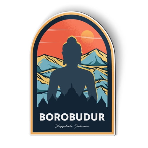 Borobudur Temple Java Indonesia - 5" Magnet for Car Locker Refrigerator ...