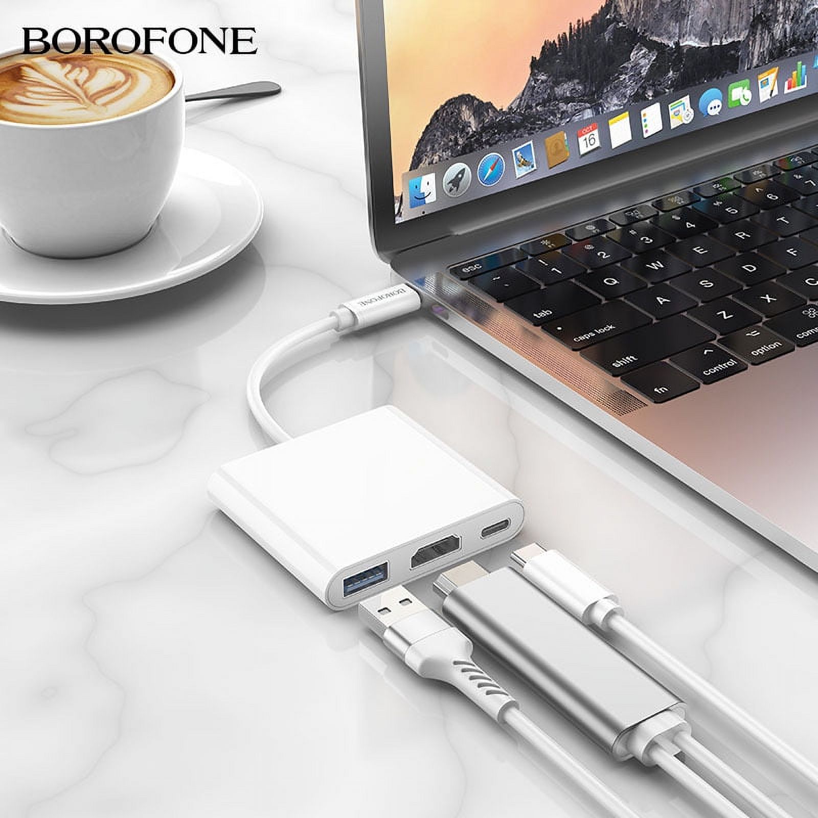 Borofone DH4 Type-C Converter Type-C to USB3.0+HDMI+PD Transfer Docking ...