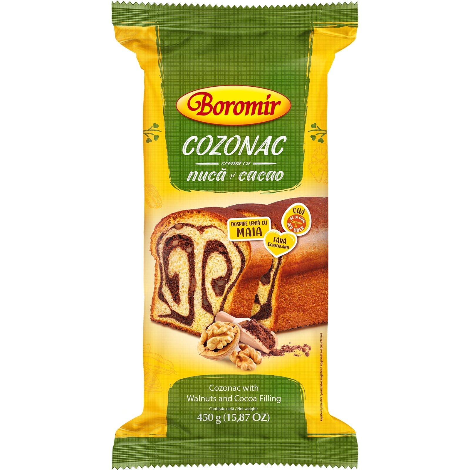 Boromir Cozonac Walnuts and Cacao Filling Swirl Cake Sweet Bread 450 g ...