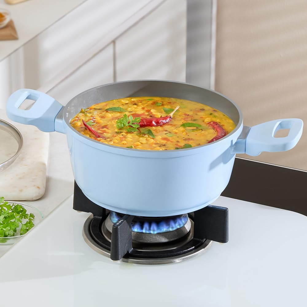 Borosil Ceramic 12 L 16cm Stainless Steel Casserole with Handle and Lid ...