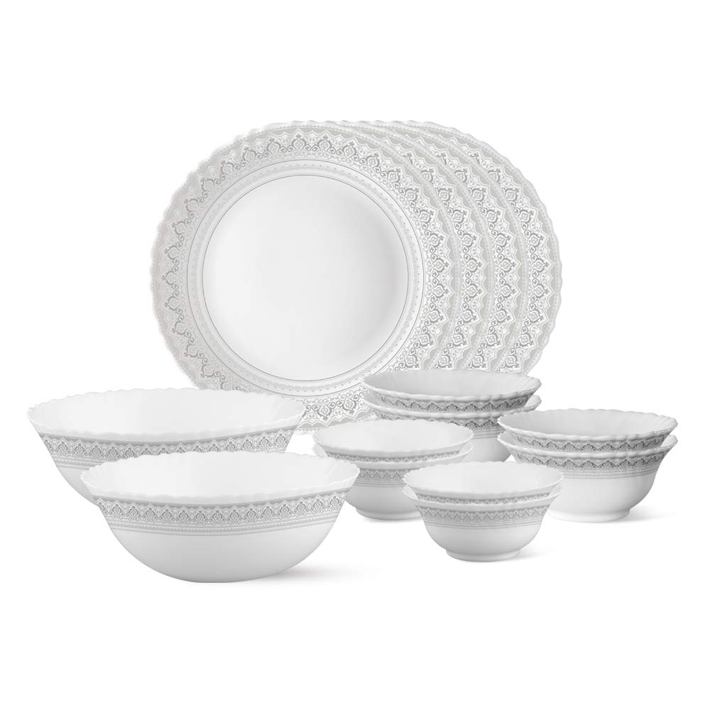 Borosil Fluted Classic Dinner Set 14Pieces White - Walmart.com