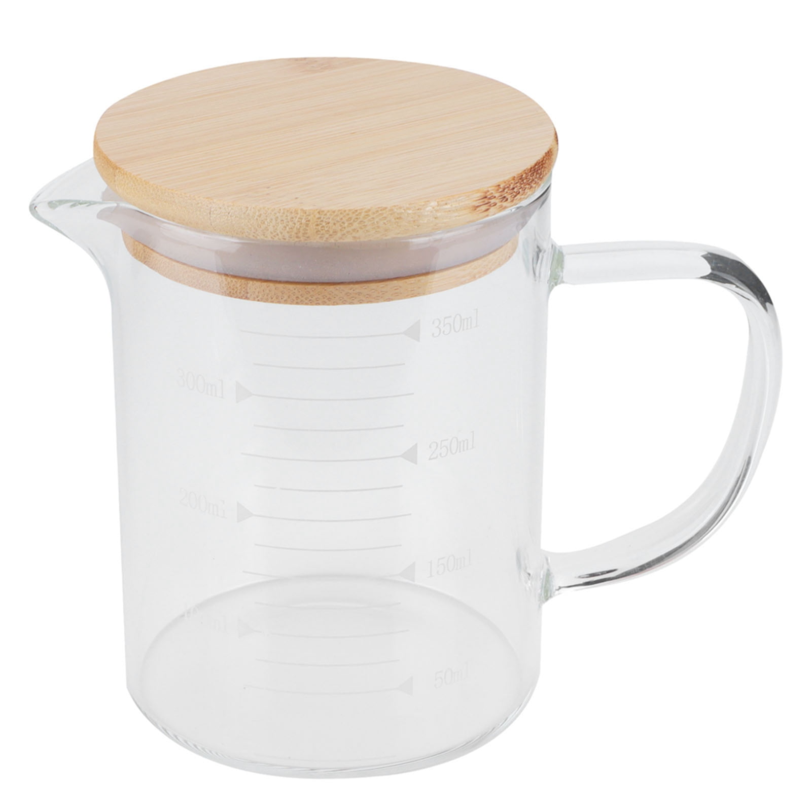 Borosilicate Glass Measuring Cup, 350ml Beaker With Bamboo Lid For ...