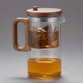 Borosilicate Glass Teapot with Infuser, Walnut Lid & Handle, 21 Oz ...